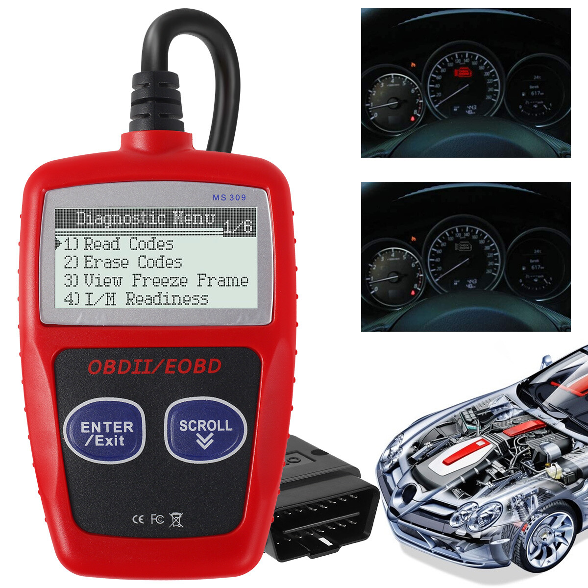 Car Fault Code Reader I/M Readiness Accurate Engine Diagnostic Scanner ...