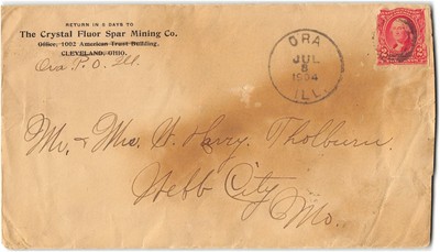 Ora IL (DPO) to Webb City MO, Harrisburg IL back stamp, 1904 | eBay