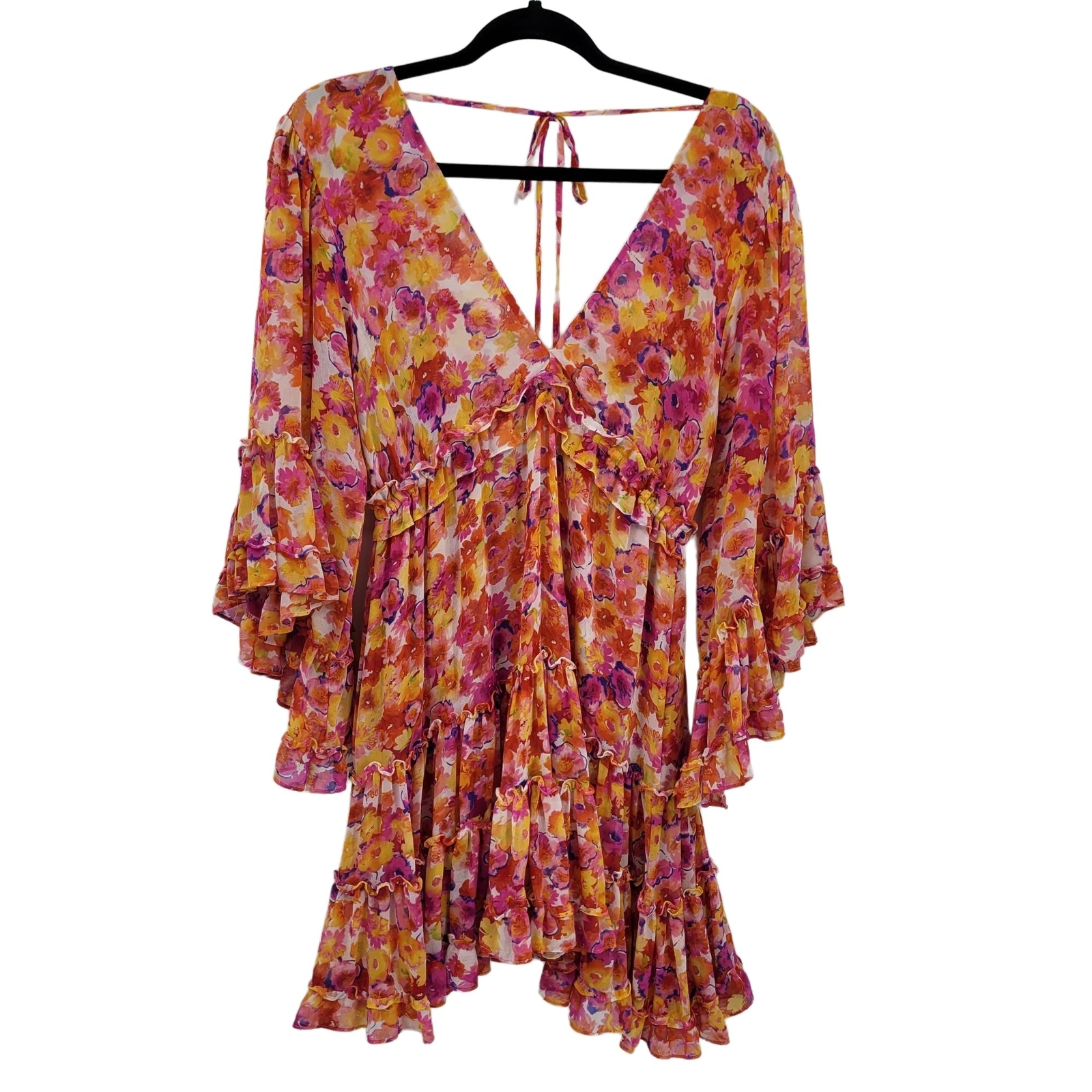 Womens Misa Dress Yasemin Mini Ruffle Statement Sleev… - Gem