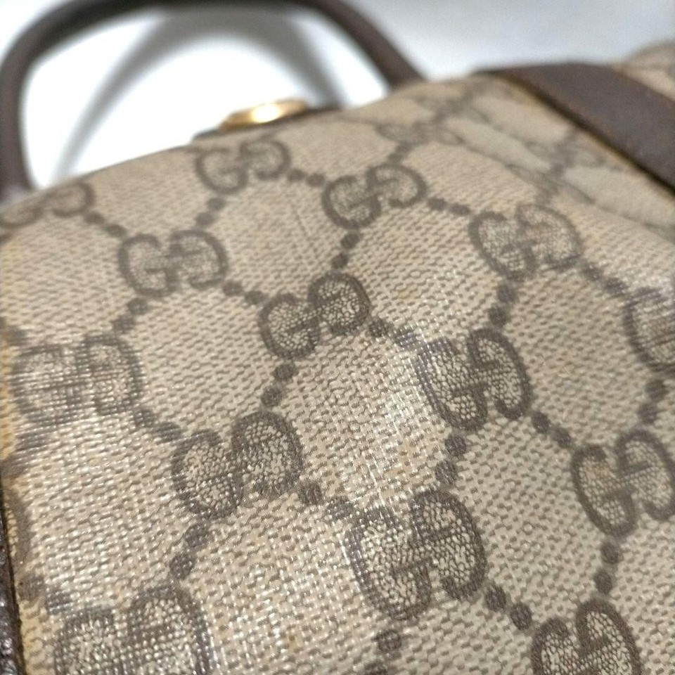 GUCCI Sherry GG Supreme Canvas Mini Boston Handbag Beige Brown Gold | eBay