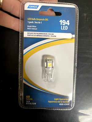 Camco 194 LED Replacement Automotive Bulb 1 Pack 60 Lumens Bright White ...