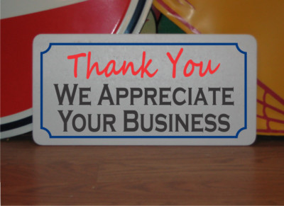 Thank You We Appreciate Your Business Metal Sign for Store Shop Door or ...