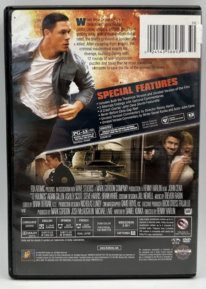 12 Rounds DVD Widescreen John Cena Adian Gillen Ashley Scott Steve ...