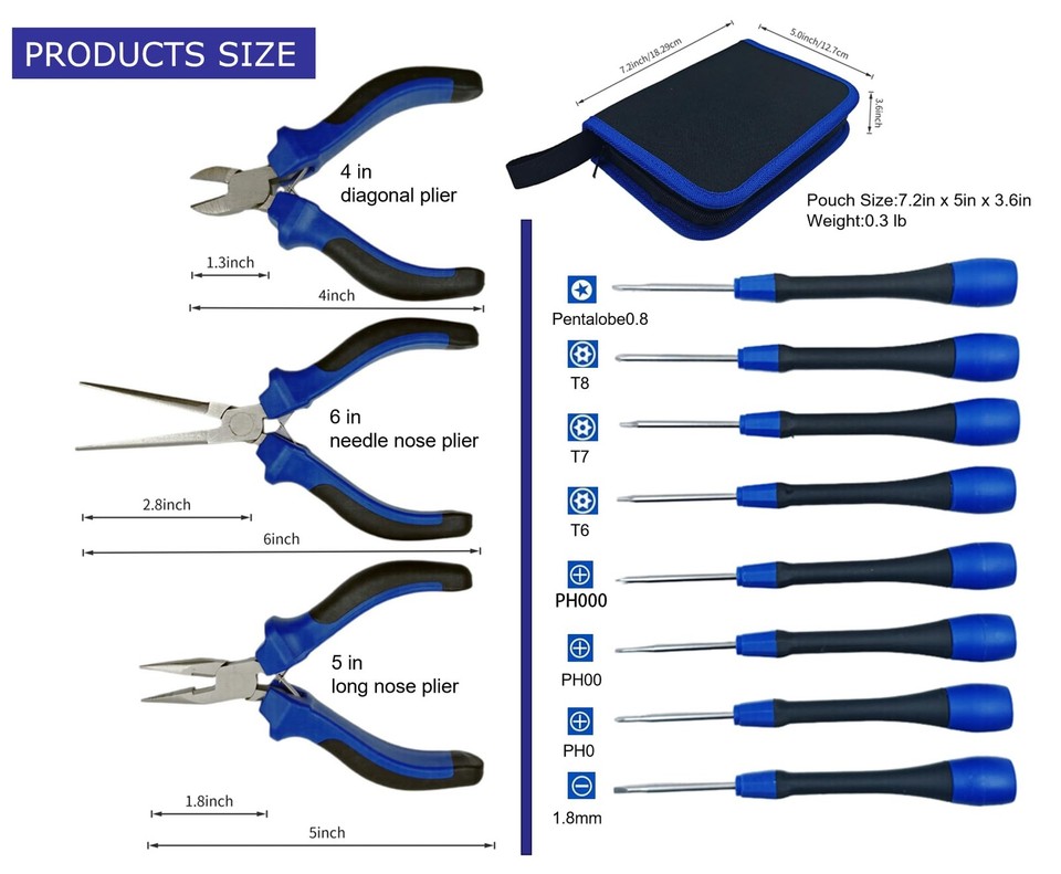 Precision Repair Tool Set, 12-Piece Electronics & Jewelers Repair Kit ...