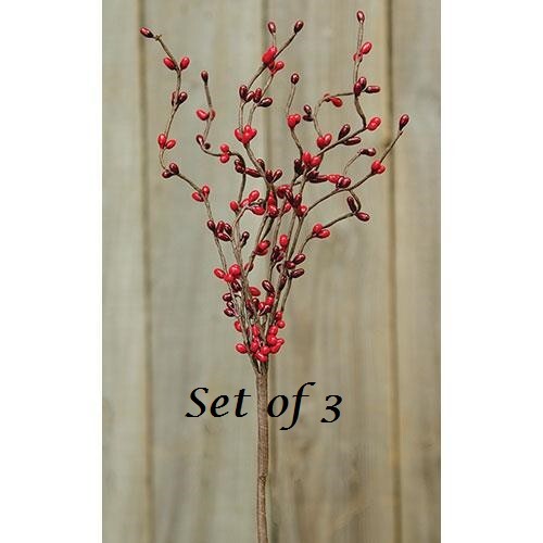 NEW Pip Berry Picks Stems Red Burgundy Set of 3 Crafts Primitive 12 ...