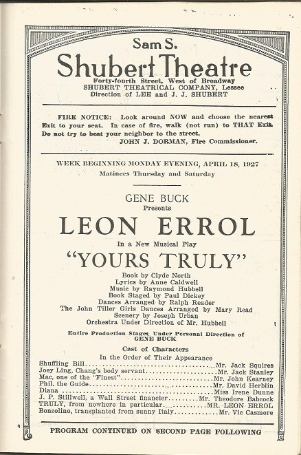 Irene Dunne, Leon Errol in "Yours Truly" 1927l/Raymond Hubble, Anne ...