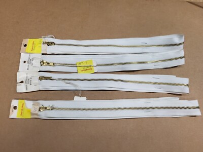 Lot of 4 Brass Upholstery Zippers 45" White | eBay