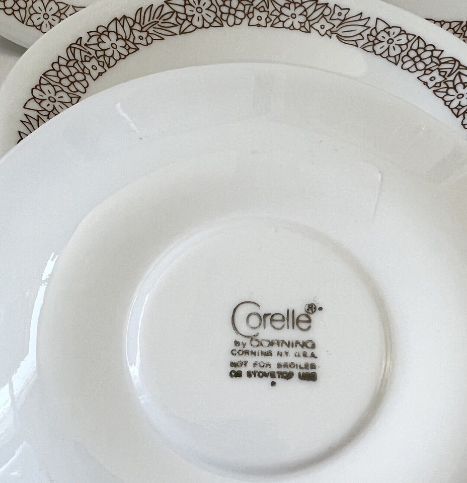 ONE Corelle Woodland Brown Saucer Coffee Tea Plate Brown Flowers | eBay
