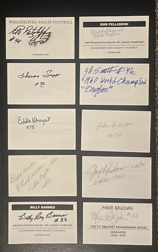 (10) 1960 PHILADELPHIA EAGLES 3 X 5 AUTOGRAPHED CARDS - BAUGHAN ...
