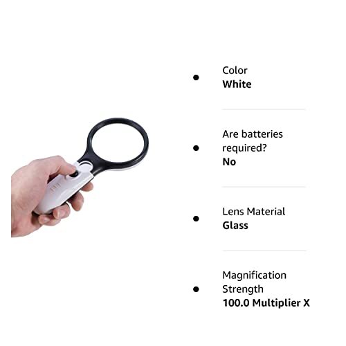 New 100X Handheld Magnifying Glass Reading Lens 3 LED Light Jewelry ...