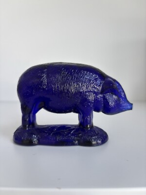 Cobalt Blue Glass Pig Figurine Paperweight - Summit Art Glass | eBay