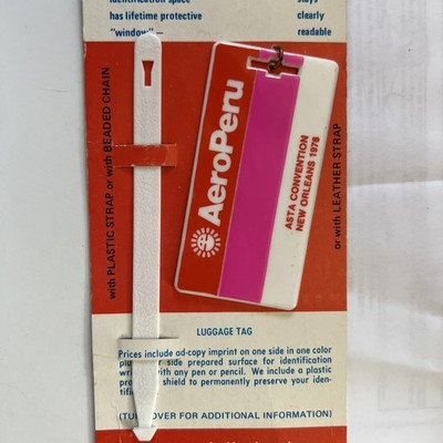 Vintage Aero Peru Luggage tag salesman sample on Tag Master Packaging ...