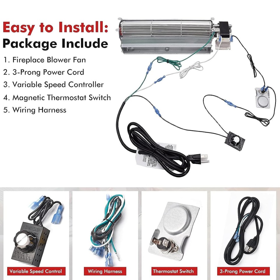 Blower Fan Kits for Desa Fireplace Parts, GA3750A, GA3750, GA3700, BK ...