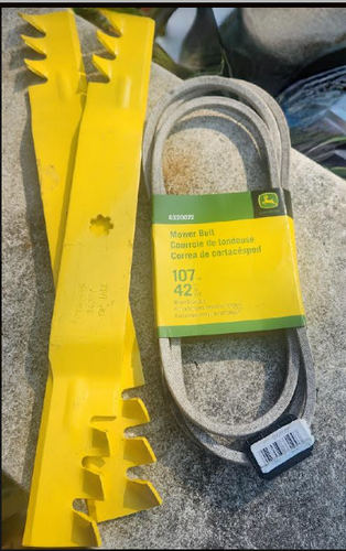 JOHN DEERE ELITE OEM 42" BLADES & BELT COMBO GX20072 GY20570 GX22151 ...