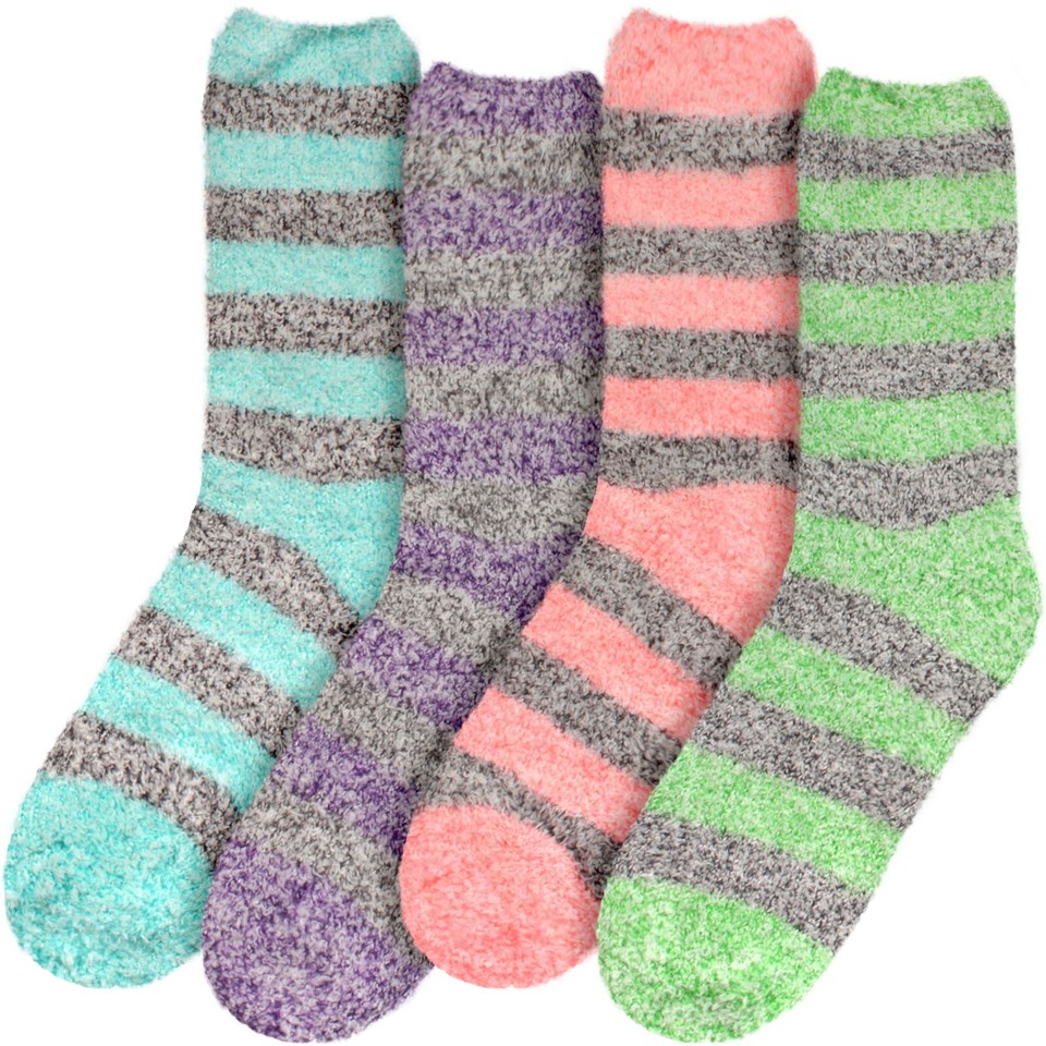 Chirpy Socks - Women's Soft Fuzzy Warm Cozy Striped Fuzzy Socks | eBay