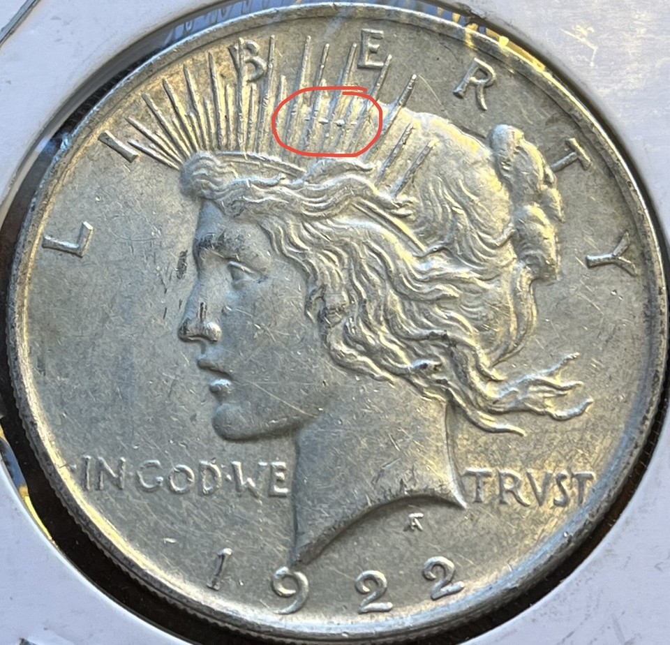 1922-Philadelphia Mint $1 Peace Dollar. Error Vam 2F Hair pin Rare Error Coin | eBay