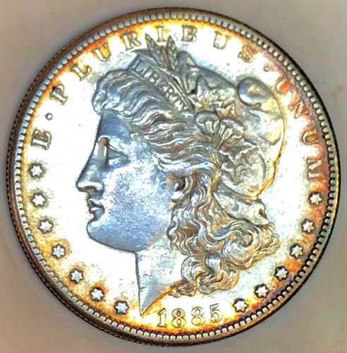 1885 S MORGAN SUPERSTAR PIECE! SEMI PROOF LIKE! RAINBOW RIMS! WOW COIN ...