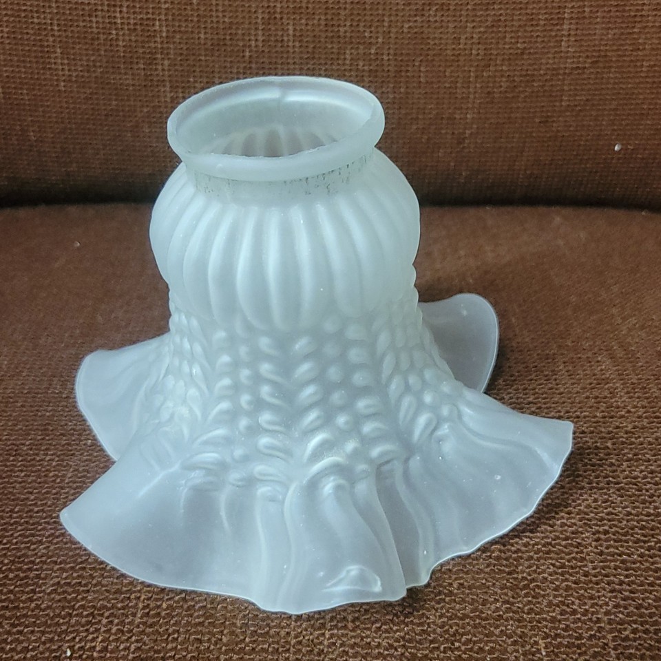 vtg Set of 2 Glass Light Lamp Shades 2" opening Frosted white Globe ...