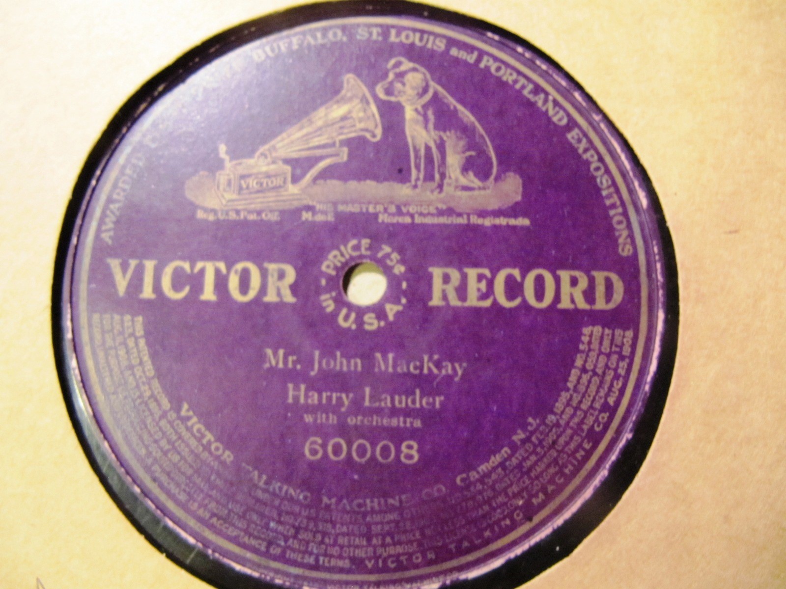 1910 Harry LAUDER Scottish VAUDEVILLE Mr. John MacKay Music Hall Victor ...