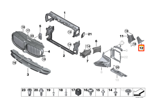 BMW 5 G30 Right Sidewall Air Duct Trim 51137349594 7349594 NEW GENUINE ...