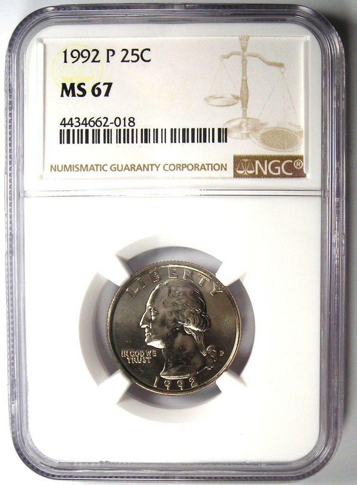 1992-P Washington Quarter 25C - Certified NGC MS67 - Rare in MS67 Grade ...
