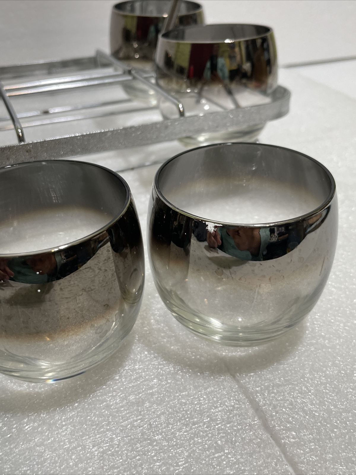 Vintage Dorothy Thorpe Style Silver Stripe 8 Piece Roly Poly Set MCM ...