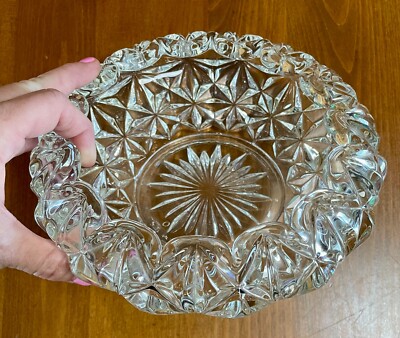 Vtg Imperial Glass Crystal Scallop Folded Edge Centerpiece Fruit ...