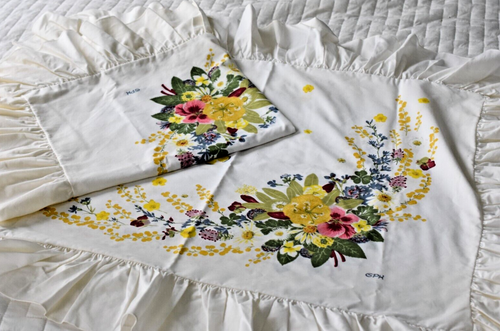RARE 2 Standard Pillow Shams Springmaid Percale Grace Kelly Fiona ...