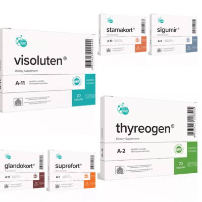 Khavinson Peptides & Bioregulators 20 Caps-Visoluten, Taxorest ...