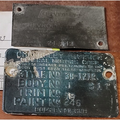1939 Chevrolet Chevy Data Plates 4 dr | eBay