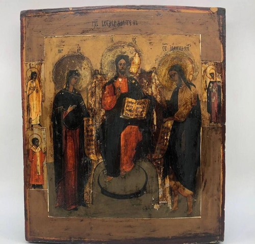 19th Century Russian Orthodox Icon Saved on the Throne 14x12in ...