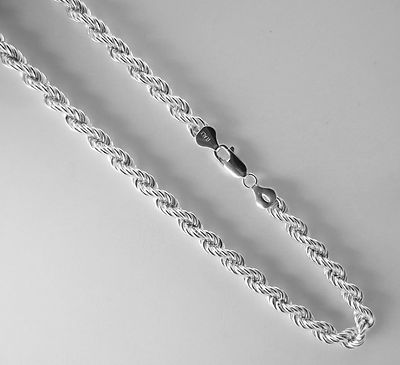 6.5mm Hollow Rope Chain Italian 925 Sterling Silver Necklace 18,20,22 ...