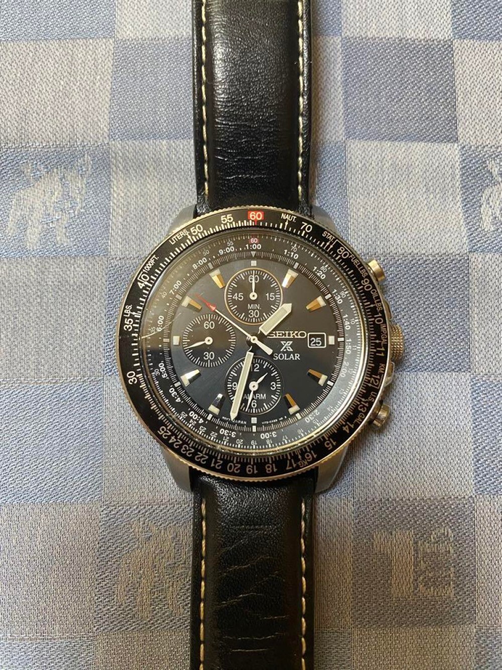 Seiko Chronograph SSC009(V172-0AC0) Solar Quartz Analog Black Dial Men ...