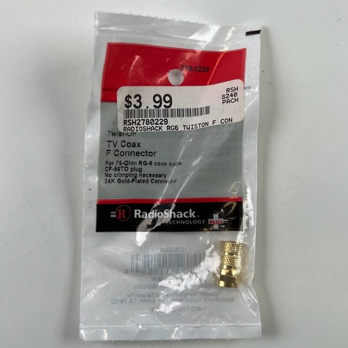RadioShack 278-0229 Twist-On TV Coax F Connector (for 75-Ohm RG-6 Coax ...