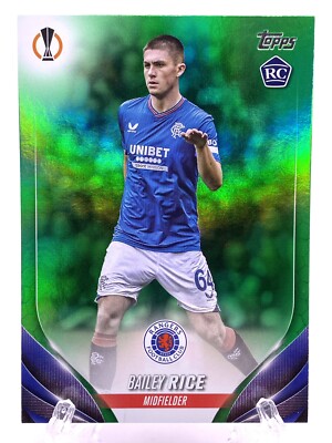 2023-24 Topps UEFA Club Competitions BAILEY RICE 12/99 RC Green Rangers ...