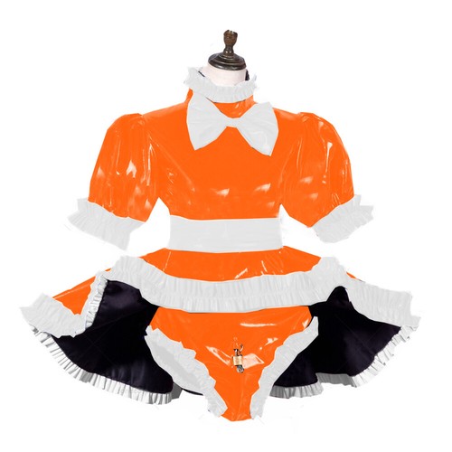 French Maid girl Sissy Lockable PVC Dress Cosplay Costume Tailor-made ...