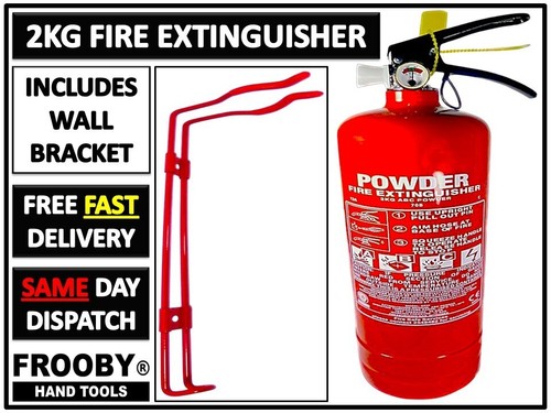 2KG POWDER ABC FIRE EXTINGUISHER HOUSE CAR BOAT OFFICE TAXI + WALL ...
