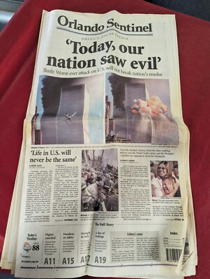 Sept 12 2001 Orlando Sentinel newspaper day of terror Our nation saw ...