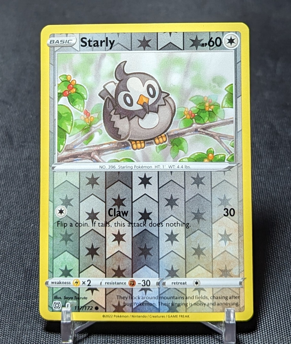 Starly Common Reverse Holo Colorless Brilliant Stars Pokemon TCG Card ...