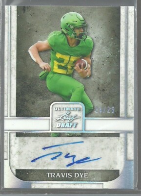 Travis Dye 2022 Leaf Ultimate Draft SILVER HOLO Auto Autograph Rookie R ...