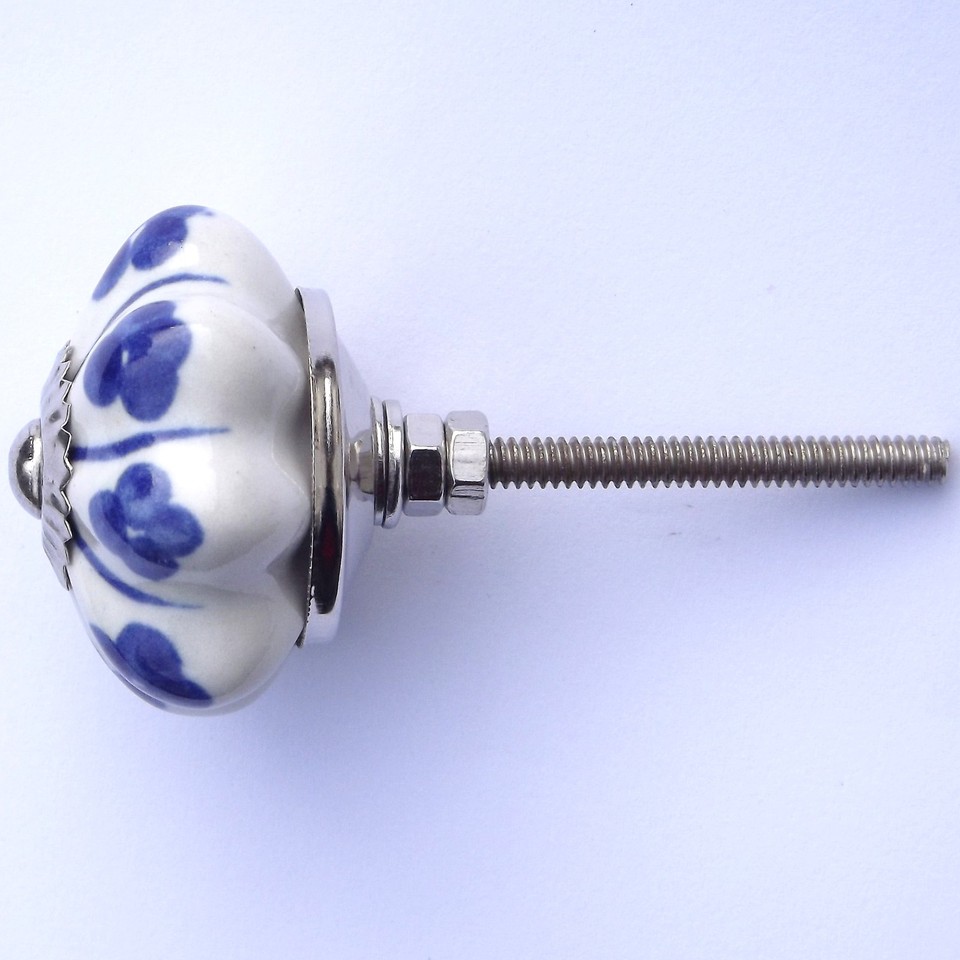 Blue White Ceramic Porcelain Door Knob Handle Drawer cupboard pull ...