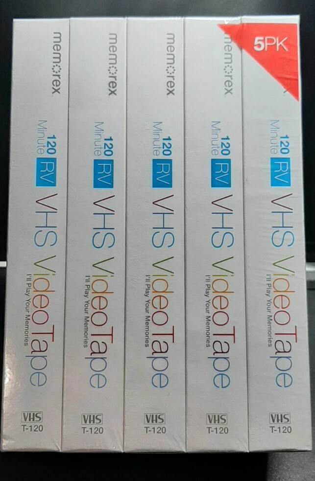Memorex T-120 VHS Video Tapes Pack of 5 Blank 120 Min RV VCR NEW ...