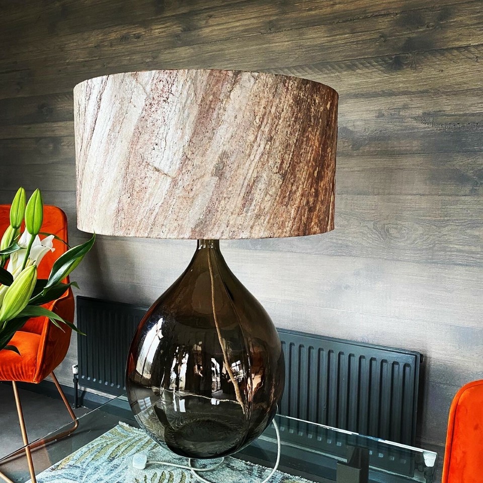 Copper Real Stone Veneer Translucent Lampshade | eBay UK