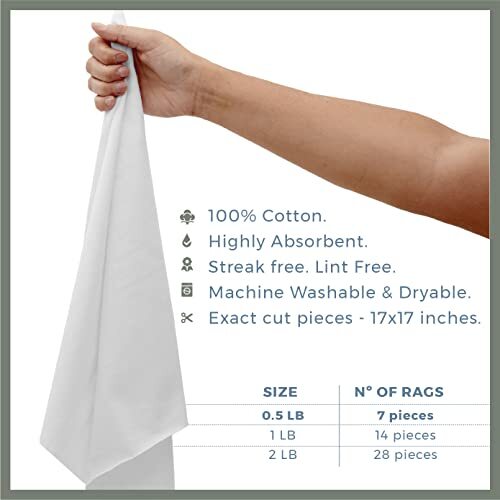 Lint Free Rags- 100% Cotton Rags for Cleaning Rags Cotton Cloth Soft ...