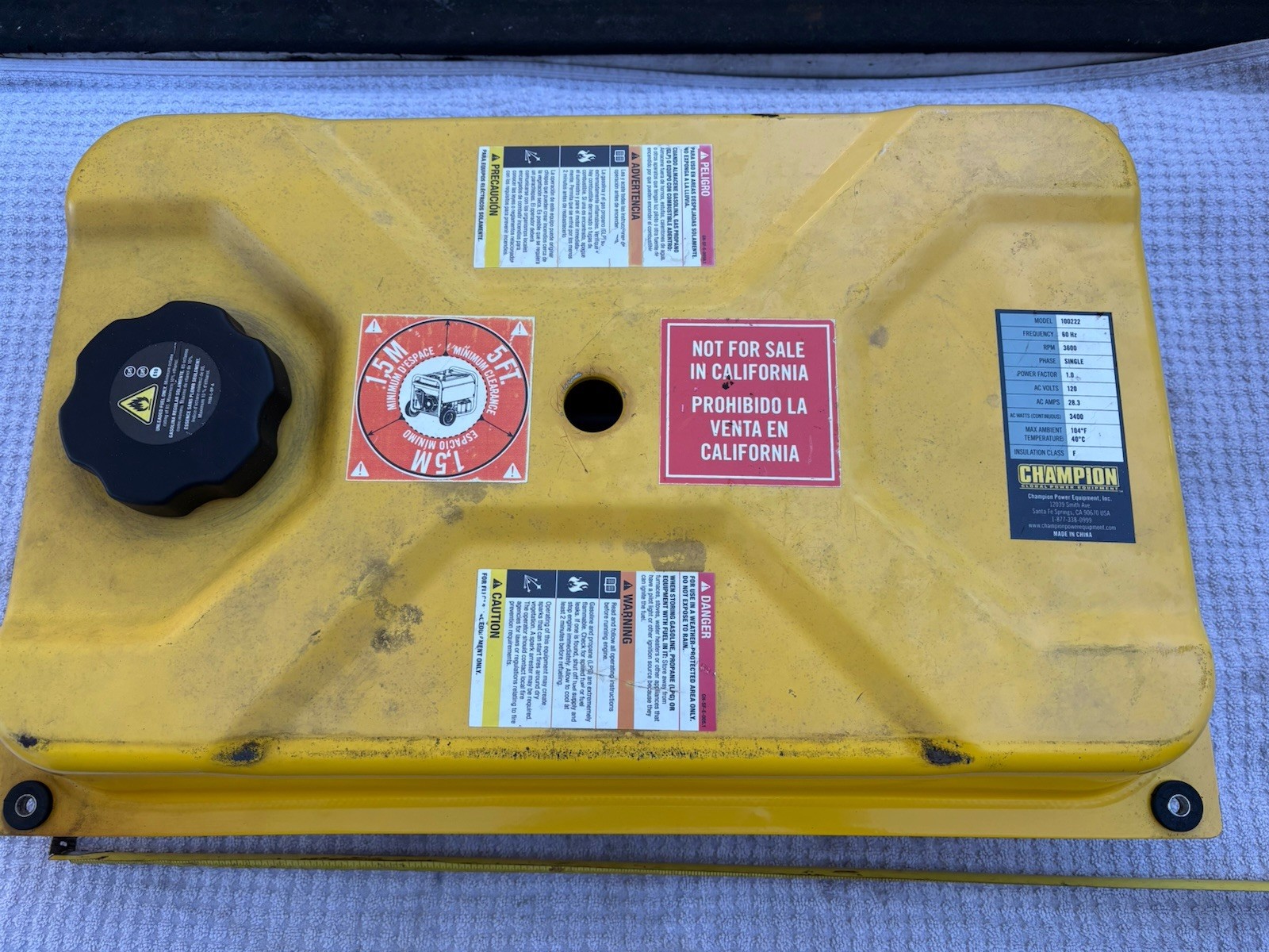 GAS FUEL TANK FOR CHAMPION 100222 GENERATOR 4000W USED | eBay