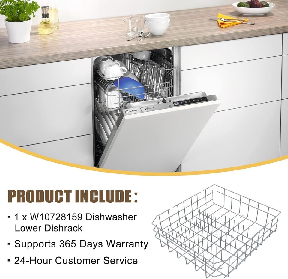 New W10728159 W10525646 Dishwasher Lower Dishrack Fit Kitchenaid ...