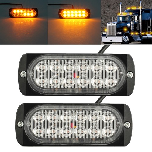 2X Flashing Amber Recovery Strobe 12 Cree LED Lights Grill Breakdown ...