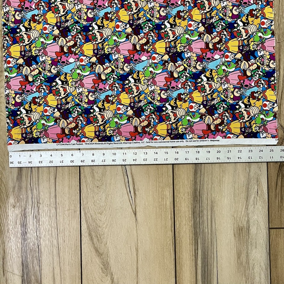 Super Mario Kart Nintendo Packed Cast Quilt Cotton Fabric (Over 1 Yard ...