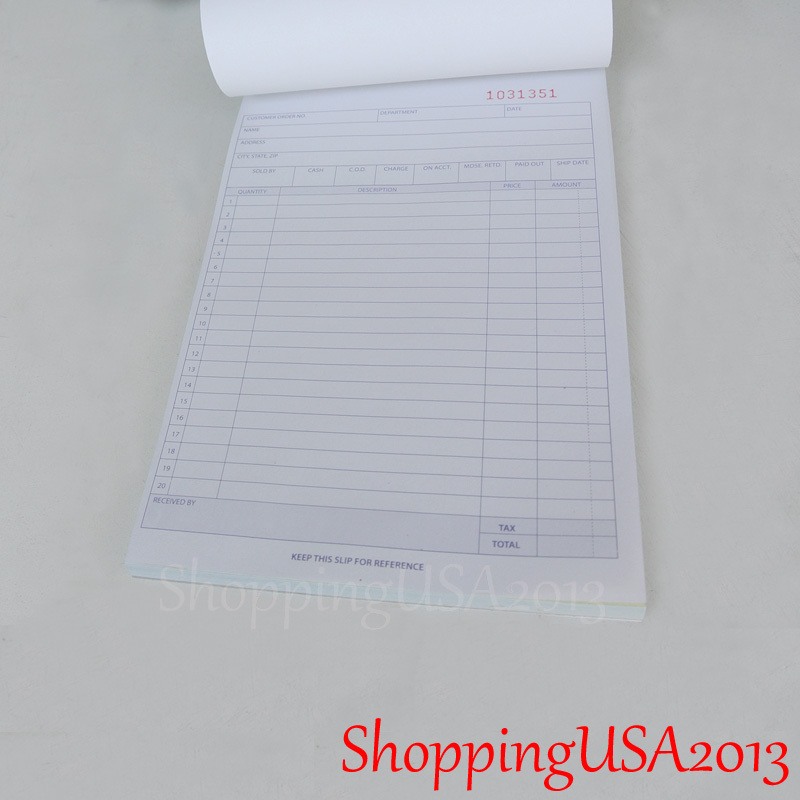 5Pcs Sales Order Books Receipt 2 Part Carbonless Form Invoice 50 Set ...