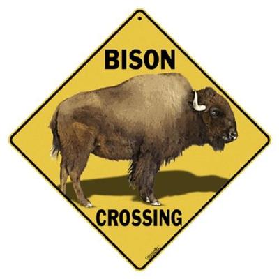 Bison Metal Crossing Sign 16 1/2"x16 1/2" (HANGING)Diamond shape USA ...